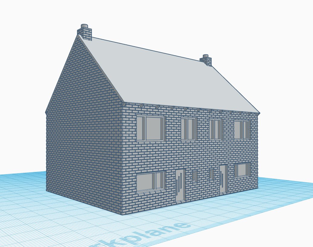 STL: Semi Detatched House - Brick - TT:Scenics